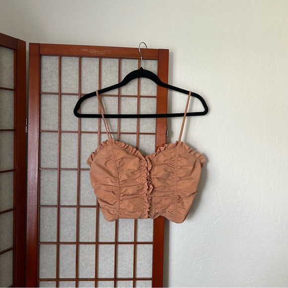 Zara | Tops | Zara Ruched Ruffled Sweetheart Crop Top | Poshmark
